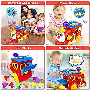 Baby Toys 12-18 Months Musical Train Kids Toys for 1 2 3 4+ Year Old Boys Girls Gifts,Early Education Learning Toy with Fruit Block/Music/Light/ for 6 to 12 Months Toddler Christmas Birthday Gifts