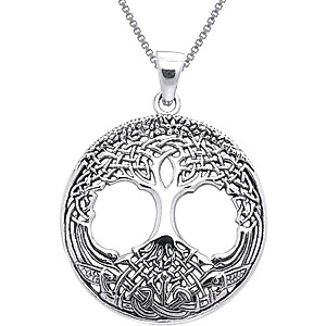 Jewelry Trends Sterling Tree of Life Silver Celtic Growth Pendant Necklace 18"