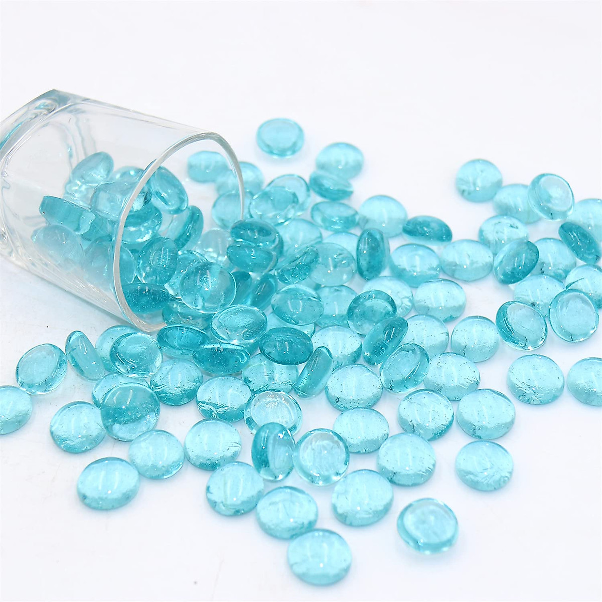 Koltose by Mash Transparent Aqua Flat Glass Marbles for Vases, 2 LB Decor Stone Beads Vase Fillers, Crafts, Table Scatter, Fish Tanks, Party Centerpieces, Gem Decor, Mosaics, Floral Displays, Fire