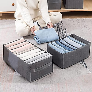 LOWFI 5-Piece Clothes Storage Box Foldable Closet Organizer Storage Container/Wardrobe Drawer Compartment Storage Box for Clothes, Pants, Underwear, Socks, Sheets, Etc. Storage (Gray)