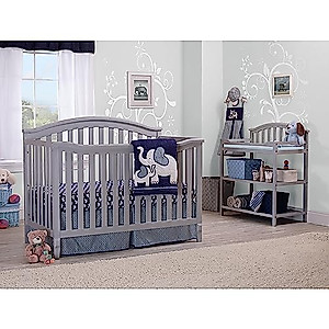 Sorelle Furniture Berkley Crib and Changer with Slat Panel Back Classic -in- Convertible Diaper Changing Table Non-Toxic Finish Wooden Baby Bed Toddler Childs Daybed Full-Size Nursery - Gray