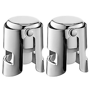 BETTFOR Champagne Stoppers with Stainless Steel Champagne Saver with Food Grade Silicone Leak proof Keep Fresh Suitable for Champagne, Cava, Prosecco and Sparkling (Silver, 2 Pack)