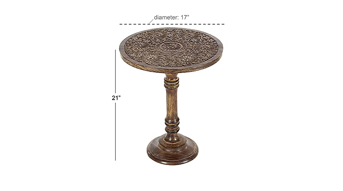 Deco 79 Mango Wood Floral Accent Table | Handmade Traditional Design