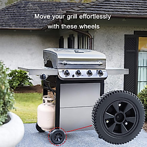 YIHAM G437-0037-W1 7 Inch Grill Wheels Replacement Kit for Charbroil 463344015 463436215 463370516 463341918 Black Blow Molded Plastic Wheels Charbroil Grill Accessories BBQ Wheels 2 PCS