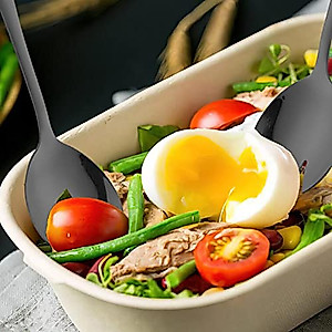 ARFUKA Salad Servers Salad Spoons and Fork Set Stainless Steel Serving Utensils for Salad Gravies or Pasta Rose Black