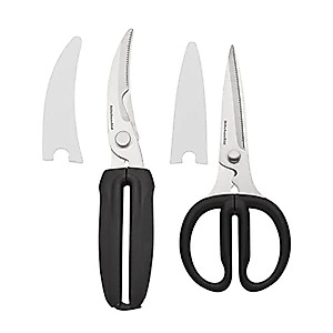 KitchenAid Stainless Steel All Purpose and Poultry Shears Set with Soft Touch Handles, 2 Piece, Black
