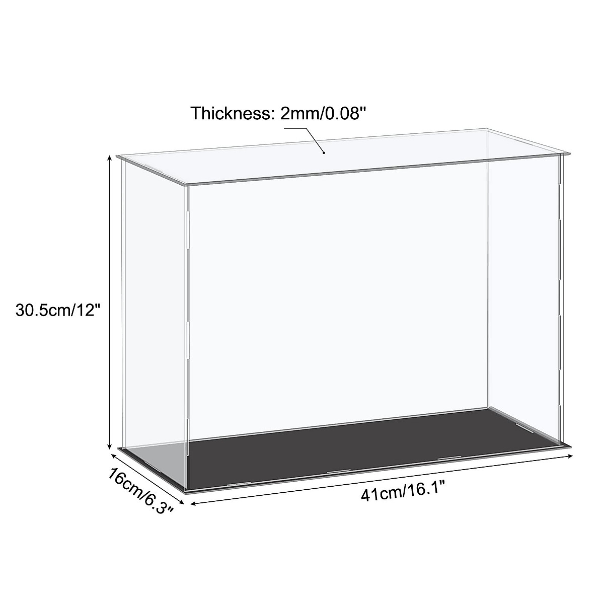 MECCANIXITY Acrylic Display Case Plastic Box Cube Storage Box Clear Small Assemble Dustproof Showcase 16.1x6.3x12 Inch for Collectibles Items