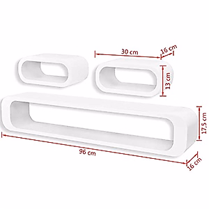 ZQQLVOO 3 White MDF Floating Wall Display Shelf Cubes Book/DVD Storage,Wall Mounted Display Shelf,Wall Mounted Floating Shelves,Wall Storage Shelves,Floating Book Shelves,Bookshelf
