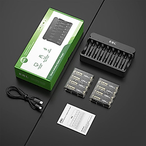 EBL 8 Pack Rechargeable AA Batteries Ni-Zn 3000mWh with 8 Bay Ni-Zn Battery Charger - 1.6V Double A Battery High Performence Battery and AA AAA Ni-Zn Battery Charger