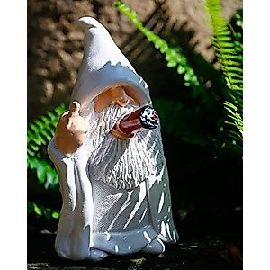 Estefanlo Garden Gnome Statue 5.9Inch Naughty Smoking Wizard Gnome Funny Lawn Resin Figurine Outdoor Statue for Lawn Yard Balcony Porch Patio Home Ornaments Garden Decoration