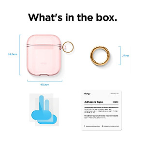 elago Clear Airpods Case with Keychain Designed for Apple Airpods 1 & 2 (Lovely Pink)