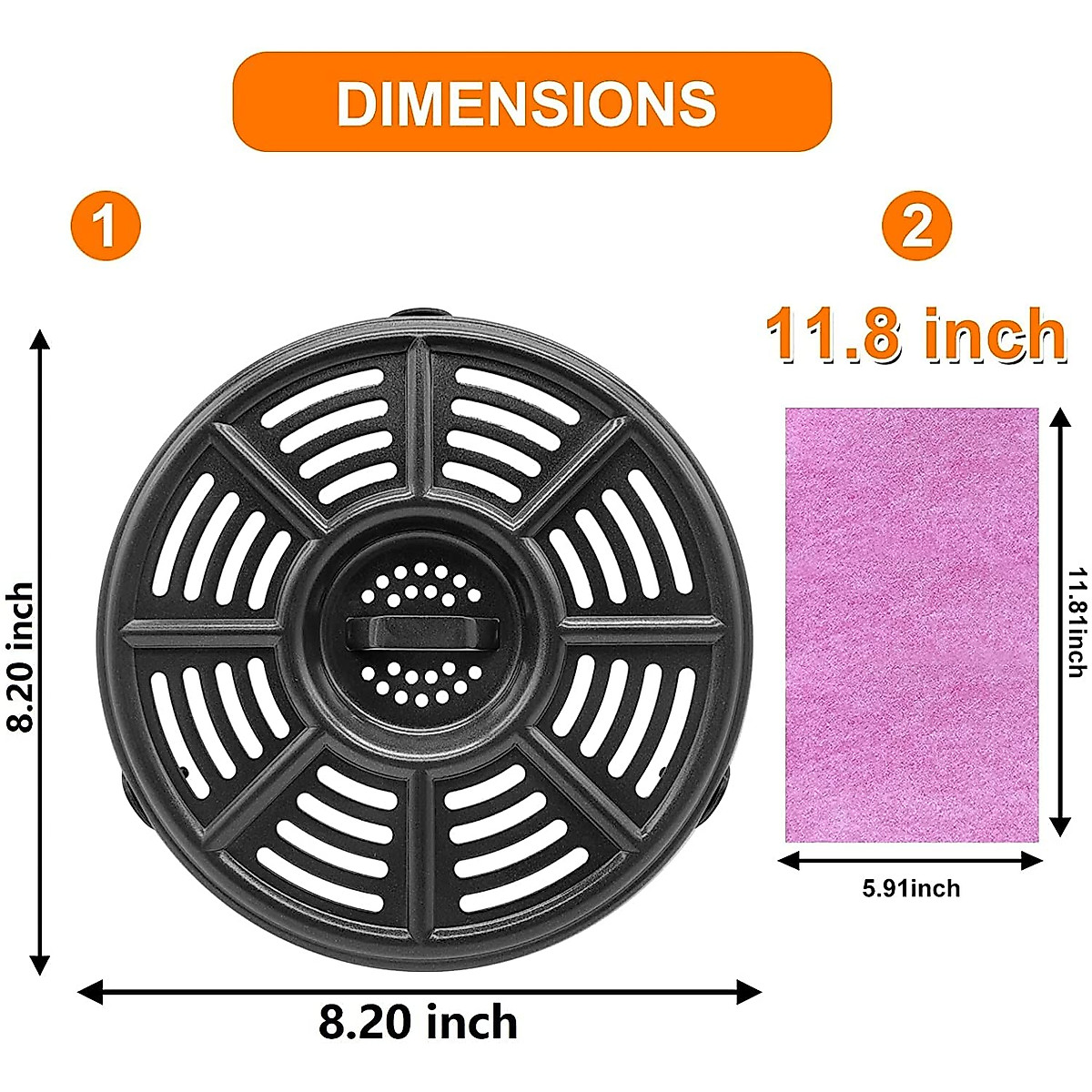 HEISENLIN Air Fryer Replacement Parts Crisper Plate for Ninja Air Fryers Foodi, 8.2 inch 4QT Premium Round air Fryer Tray Grill Pan Plate Accessories with Rubber Feet for Ninja, Dishwasher Safe