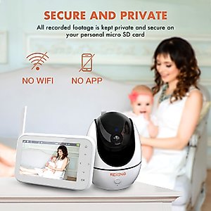 REXING BM1 Baby Monitor w/Recording Capabilities 4.5” IPS Display, 720p Video/Audio, Two-Way Talking, Microphone/Speaker, 1000ft Range, Night Vision,Thermal Monitor, Cry/Sound Detection,Lullaby Music