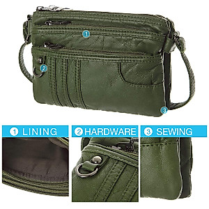 MINICAT Treble Pockets Small Crossbody Purse Soft Synthetic Leather Cell Phone Purse Wallet for Women(Green)