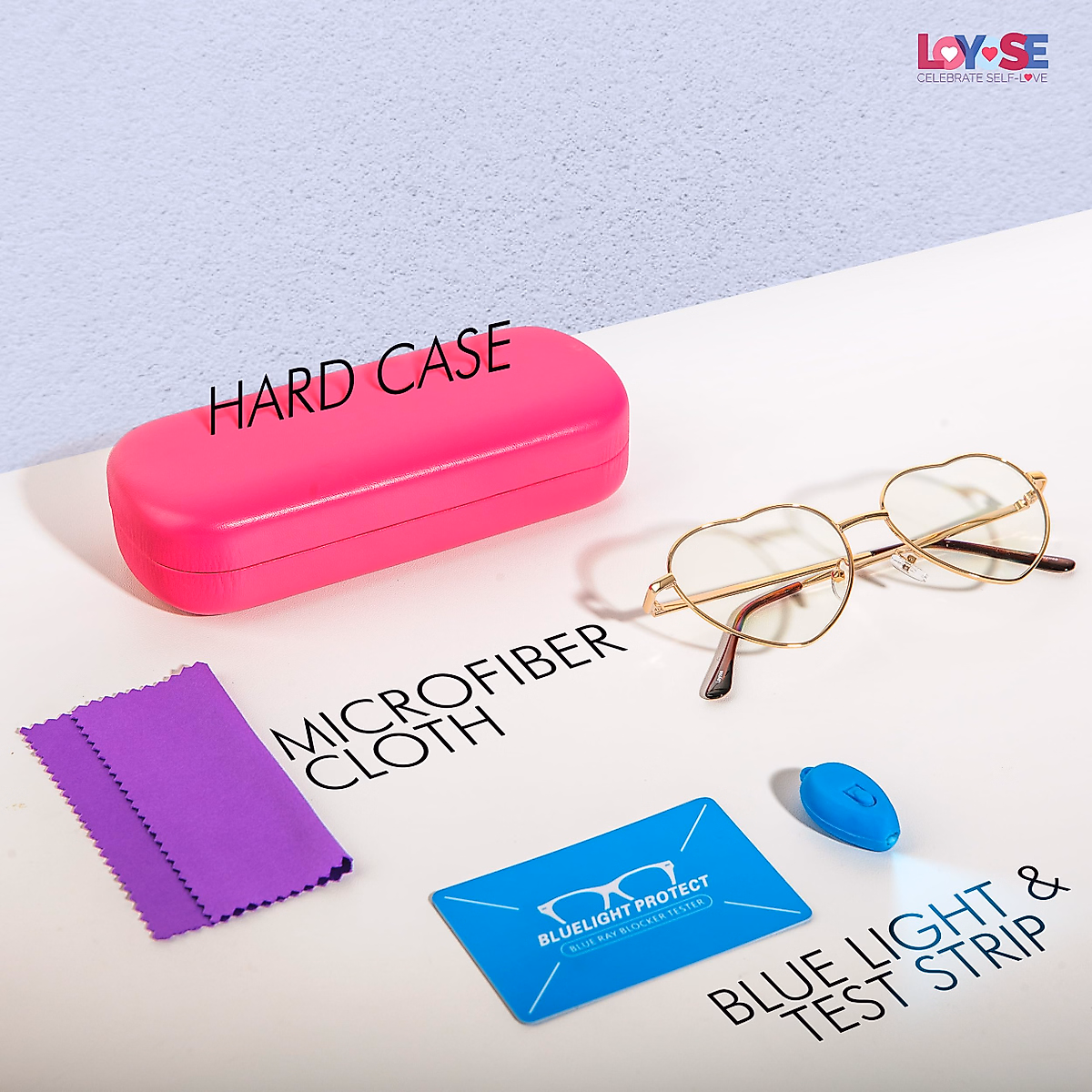 LOYOSE Blue Light Glasses For Woman, Cute Gold Frame Heart Shaped Bluelight Glasses, Blue Light Blocking Glasses for Computer Screen Phone TV Gaming