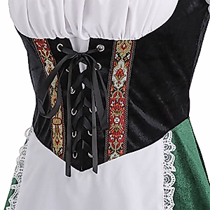 Colorful House Women's Oktoberfest Costume Beer Dirndl Maid Outfit Dress for German Bavarian Halloween Carnival(Army Green, X-Large)