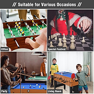 RayChee 4ft 7-in-1 Multi Game Table Set for Home, Game Room, Friends & Family w/Hockey, Pool, Foosball, Ping Pong, Shuffleboard, Chess and Backgammon, Combo Game Table for Adults & Kids