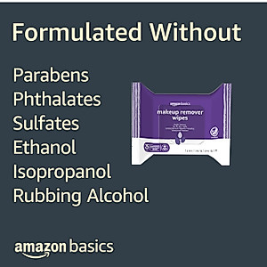 Amazon Basics Make Up Remover Wipes, Night Calming, 25 Count, Pack of 6 (Previously Solimo)