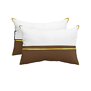 Prime Leader Recliner Head Pillow Ledge Loungers Chair Pillows with Insert Geometric Modern Art Yellow Stripes White Brown Lumbar Pillow with Adjustable Strap Outdoor Waterproof Patio Pillows, 2 PCS