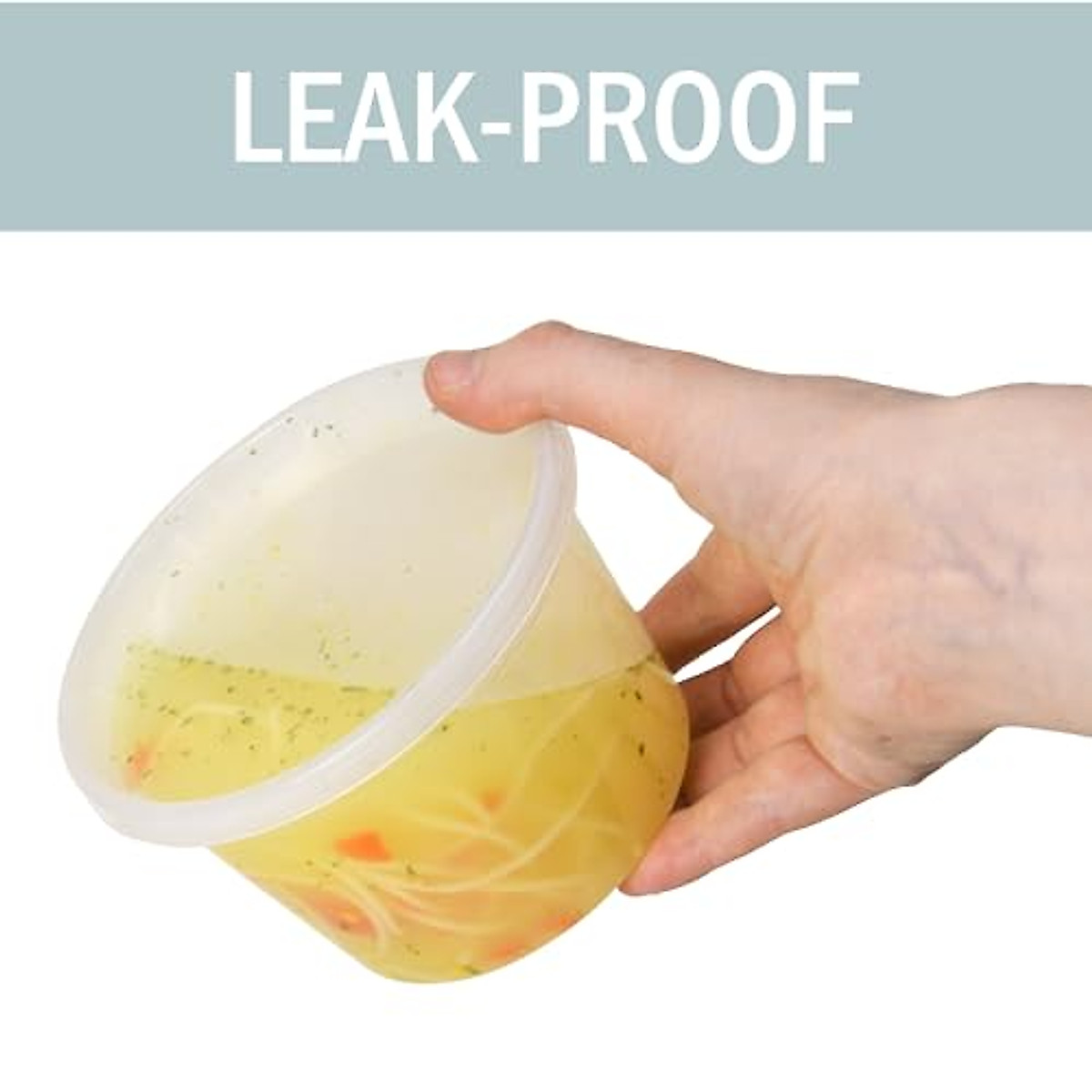 Deli Containers with Lids 16 oz. [24 Sets] Plastic Deli Cups Soup Containers with lids, To Go Food Containers