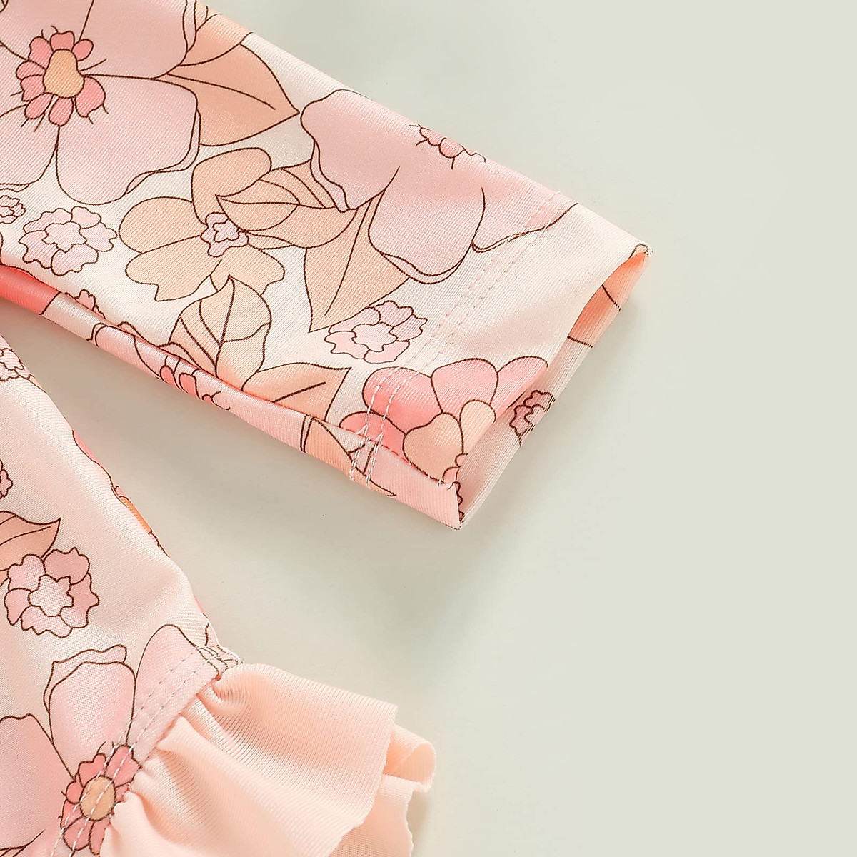 MERSARIPHY Toddler Baby Girl One-Piece Swimsuit Long Sleeve Swimsuit Girls Bathing Suit Rash Guard (6-12 Months, Pink C)