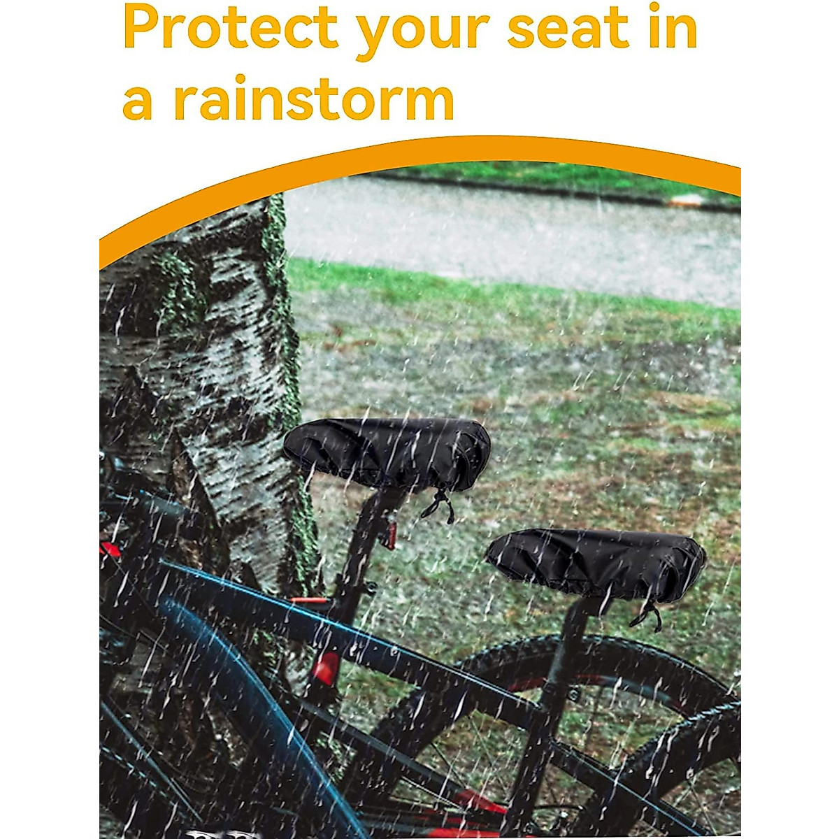 PAMASE Waterproof Bike Seat Cover - Outdoor City Road Bike Saddle Rain Cover, 2pcs Bicycle Cushion Protector with Drawstring & Storage Bag for Dust Resistant -15.7 * 15in