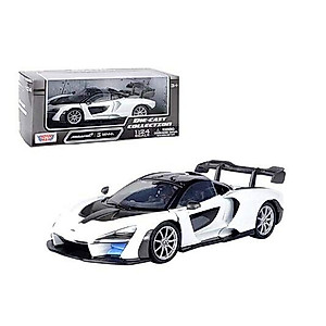 McLaren Senna White and Black 1/24 Diecast Model Car by Motormax 79355