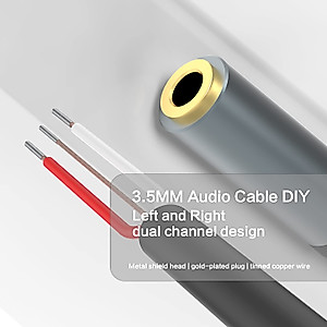 (2 Pack) 1ftReplacement 3.5mm Female Jack to Bare Wire Open End TRS 3 Pole Stereo 1/8" 3.5mm Jack Plug Connector Audio Cable for Headphone Headset Earphone Cable Repair