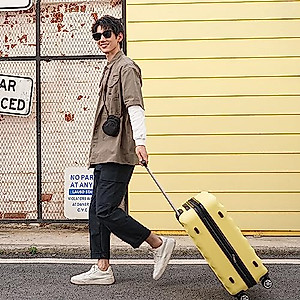 GinzaTravel 3-Piece Luggage Set with TSA Locks, Expandable, and Friction-Resistant in Light Yellow - Includes 20", 24" & 28" Spinner Suitcases