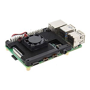 Geekworm 7mm Thickness Embedded Heatsink with Fan (P165-A) for Raspberry Pi 4, Armor Aluminum Radiator with 5V Cooling Fan Compatible with Raspberry Pi 4 Model B Computer