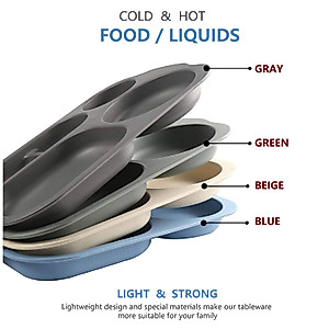 shopwithgreen Divided Plates for Kids Adults, 12 Inch (4PCS) Unbreakable Wheat Straw Section Plates, Large Lightweight Reusable Compartment Lunch Trays, BPA Free Dishwasher & Microwave Safe