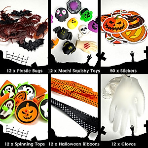 LINAYE 220PCS Halloween Party Favors for Kids, Non-Candy Halloween Treats Bulk, Halloween Gloves Stuffed Halloween Toys Bulk for Kids, Halloween Treat Goodie Bag Fillers Stuffers for Kids