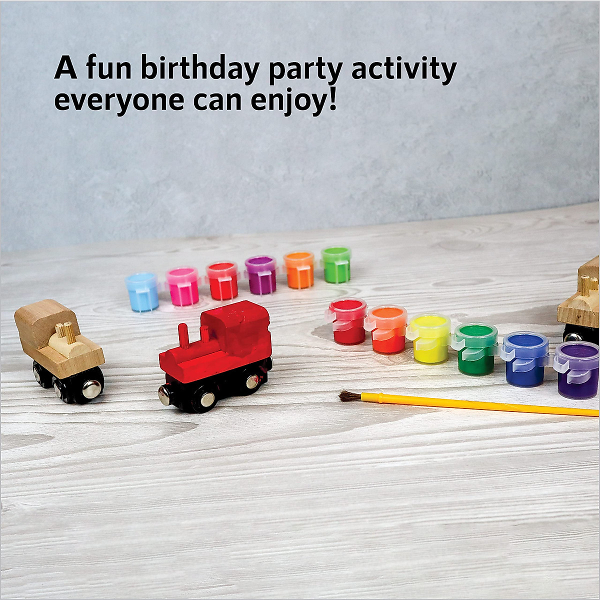 Upper Midland Products 24 Wooden Trains - DIY Unpainted Magnetic Wooden Train Cars - Unfinished Perfect for Paint Project, Crafts, and Trains Birthday Party Supplies - Thomas and BrioCompatible