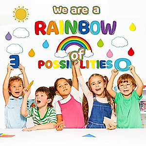 We are A Rainbow of Possibilities Bulletin Board Set Motivational Rainbow Cutouts Inspirational Back to School Classroom Decoration 64Pcs