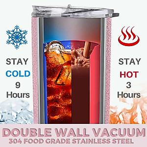 Onebttl Cheerleader Glitter Tumbler Gifts For Girls - Cheer - 20oz/590ml Stainless Steel Insulated Tumbler with Straw, Lid - Gift for Cheerleading, Coach or Cheer Squad - (Rose gold)