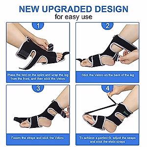 Plantarelief Plantar Fasciitis Night Splint: Upgraded Plantar Fasciitis Relief Brace with Arch Support Women Men - Treatment for Plantar Fasciitis, Achilles Tendonitis, Foot Drop and Heel Pain - Black