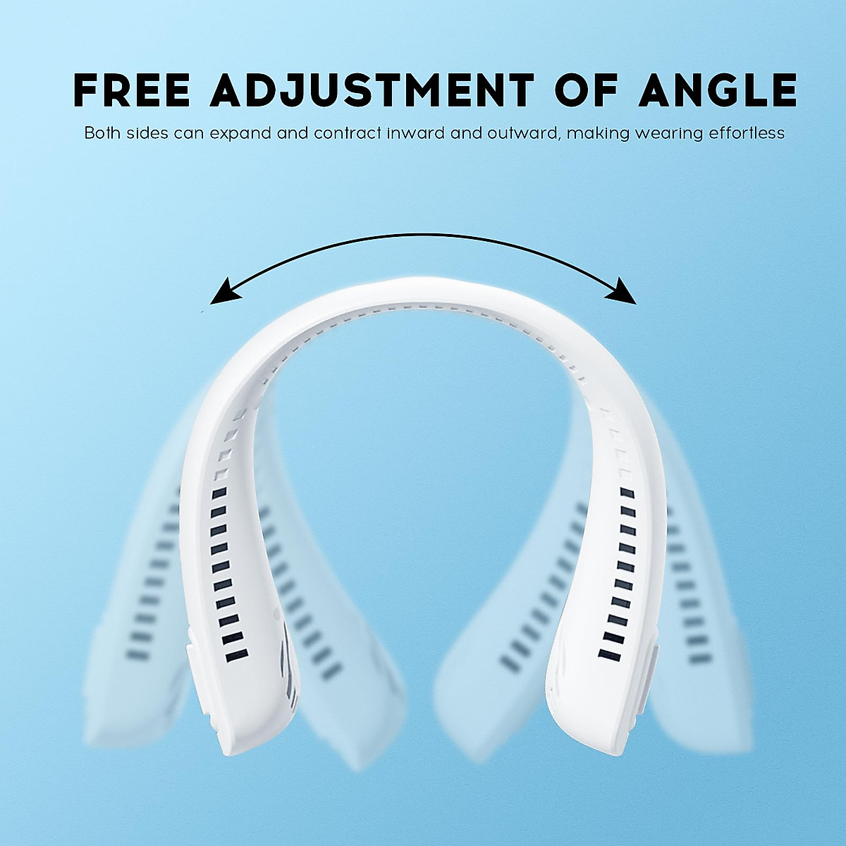 AnNido Portable Neck Fan - 3 Speed Rechargeable Neck Fan, Adjustable Personal Neck Fan For Women & Men Modern Design, Great Cooling Fan For Travel, Outdoors & Sports