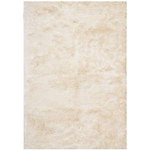 SAFAVIEH Paris Shag Collection Area Rug - 6' x 9', Ivory, Handmade Silken Glam, 2.5-inch Thick Ideal for High Traffic Areas in Living Room, Bedroom (SG511-1212)