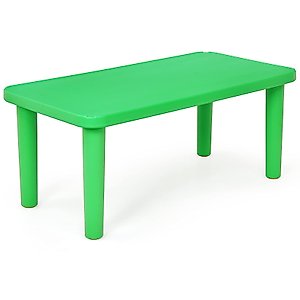 KOTEK Rectangular Kids Activity Table, Lightweight Plastic Table for Art, Craft, Homework, Snack Time, Square Children Table for Playroom, Daycare, Preschool (Green)