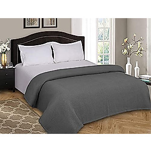Elvana Home 100% Cotton Bed Blanket, Breathable Bed Blanket King Size, Cotton Thermal Blankets King, Perfect for Layering Any Bed for All Season, Charcoal Grey
