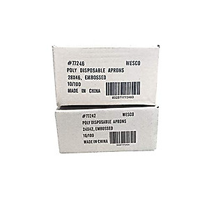 KingSeal Bib Style Disposable Poly Aprons, 24 by 42 Inches, White, Individually Wrapped - 1 Box of 100 Aprons (100 Count)