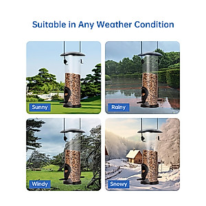 Ahig Tube Bird Feeder with 2 Feeding Ports for Outdoors Hanging,Premium Hard Plastic&Steel Hanger,Weatherproof,Attracting Wild Birds,Yard Decoration,Gift for Bird Lovers
