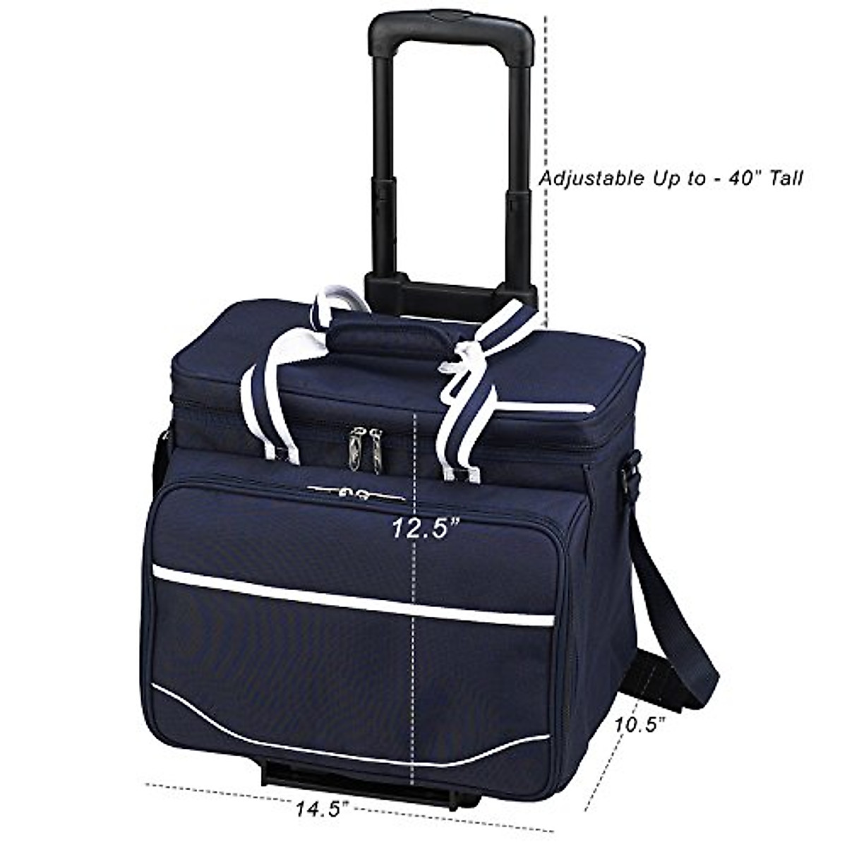 Picnic at Ascot Original Insulated Picnic Cooler with Service for 4 on Wheels-Designed & Assembled in the USA