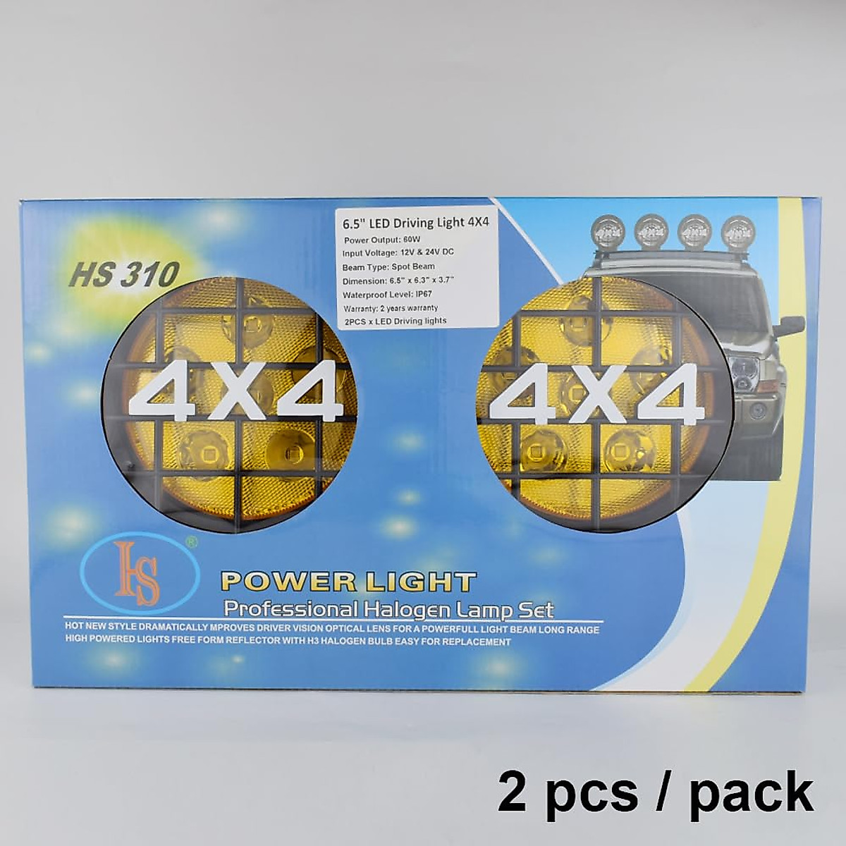 JALN7 LED Spotlight Off Road Amber 4X4 Fog Driving Light 6.3" Spot Yellow Bar Auxiliary work Lamp Round for UTV SUV Boat Jeep Car Truck, 2 years Warranty 2PCS