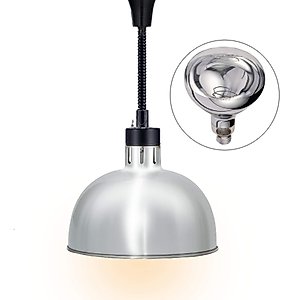 JIAWANSHUN Food Heat Lamp Food Warmer Lamp 60-180mm φ290mm 250W Bulb Commercial Food Warmer Retractable Heat Lamps Catering Food Warmers Restaurant Supplies or Home Food Service(Silver) 110V