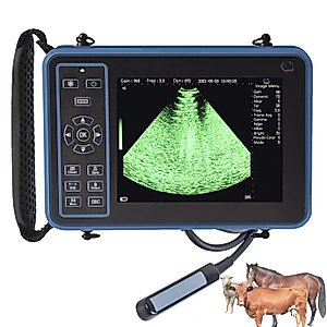 Veterinary B-Ultrasound Scanner Ultrasound Scanner for Pregnancy 6.5 MHz Rectal Probe, for Volume Heart Rate Measurement with 32G TF Card, 8 Color Panels, B/BB/4B Mode for Cattle, Horse, Camel Snake