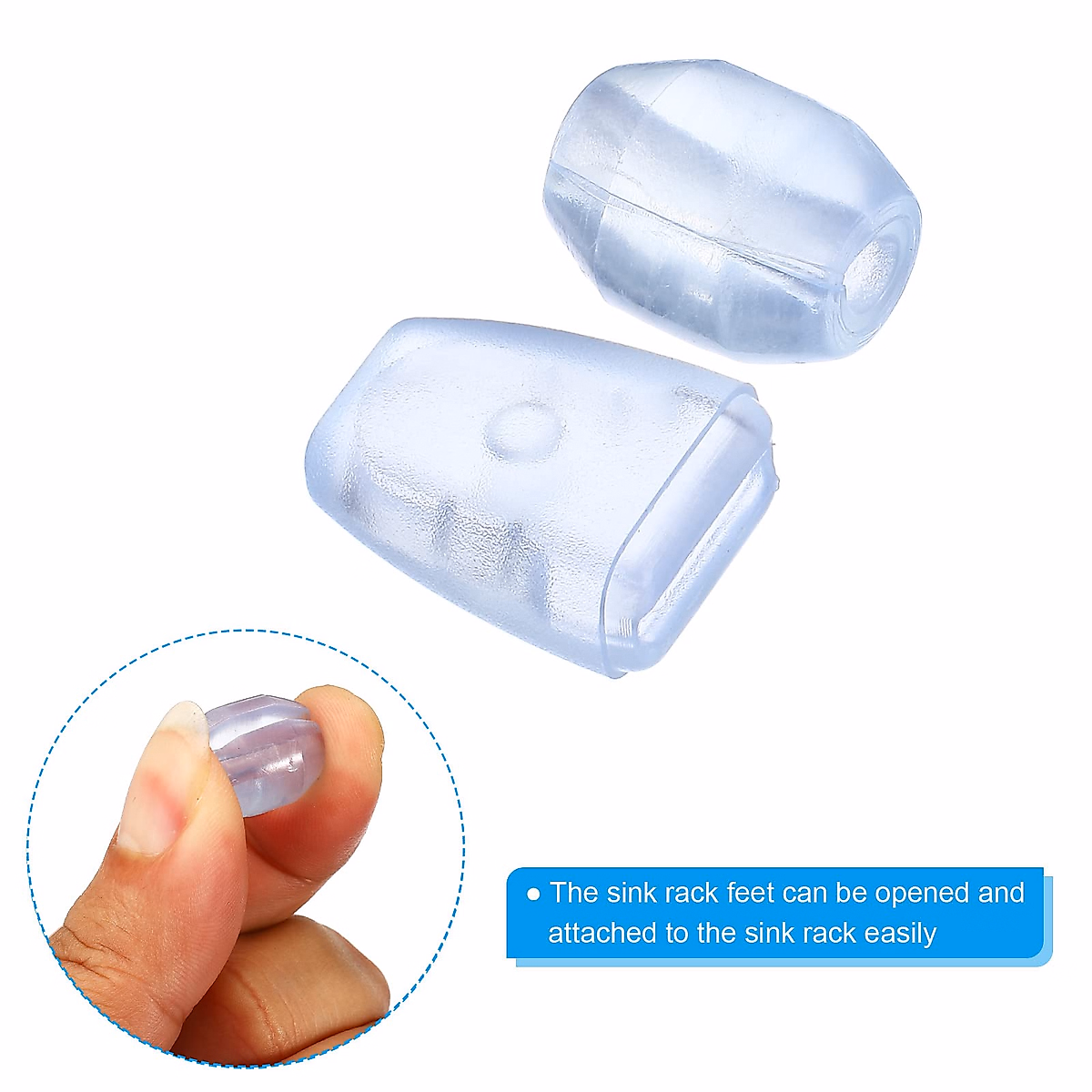 PATIKIL Kitchen Sink Rack Feet, 1Set/20Pcs Plastic Sink Protector Feet with 20Pcs 4mm ID x 12.5mm OD Bumper Cover for Sink Rack Grid, Clear