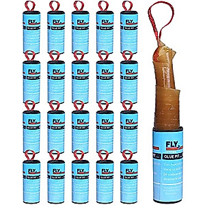 Dwcom 20 Pack Sticky Fly Traps Hanging, Fly Paper Strips Fly Ribbon Catcher Gnat Mosquito for House, Kitchen, Bullpen, Stable, Pasture