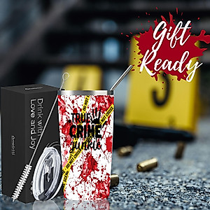 Onebttl True Crime Gifts for Women, Men, Crime Lovers, True Crime Fans, True Crime Junkie, Stainless Steel Tumbler 20oz