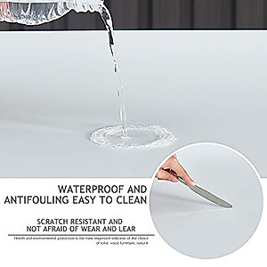 Hommoo Rectangle Dining Table Modern Kitchen Table Tea Coffee Table with White MDF Top and Wood Legs for Kitchen and Dining Room